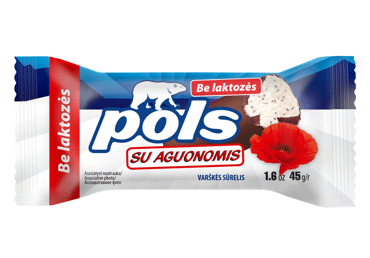 Sūrelis su aguonomis, šokol. gl., be lakt. POLS, 22,8% rieb., 45 g ...
