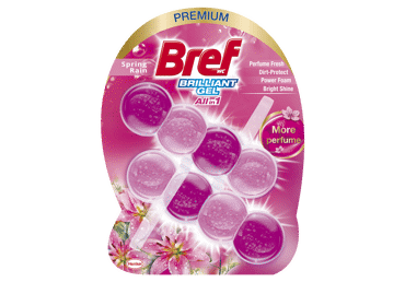 WC valiklis-gaiviklis BREF BRILLIANT GEL SPRING RAIN, 84 g | BARBORA