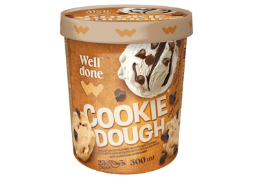 Vaniliniai valgomieji ledai WELL DONE su sausainių tešla, 310 g | BARBORA