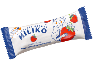 Glaistytas desertas MILIKO, braškių skonio, 23 % rieb., 35 g | BARBORA