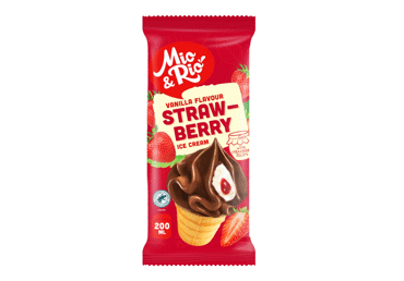 Vaniliniai ledai MIO&RIO su braškiniu įdaru, 96 g | BARBORA