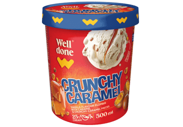 Vaniliniai valgomieji ledai WELL DONE su traškia karamele, 310 g | BARBORA