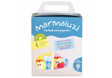 Ekol. vaisinių tyrelių MARMALUZI rinkinys Nr. 2 (nuo 6 mėn.), 360 g ...